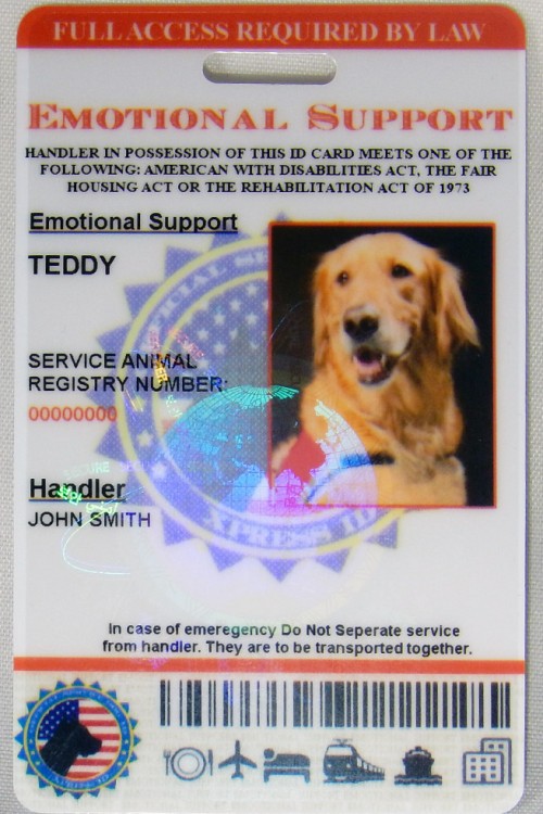 Emotional Support Animal ID Card | Free Access To Animal Registry